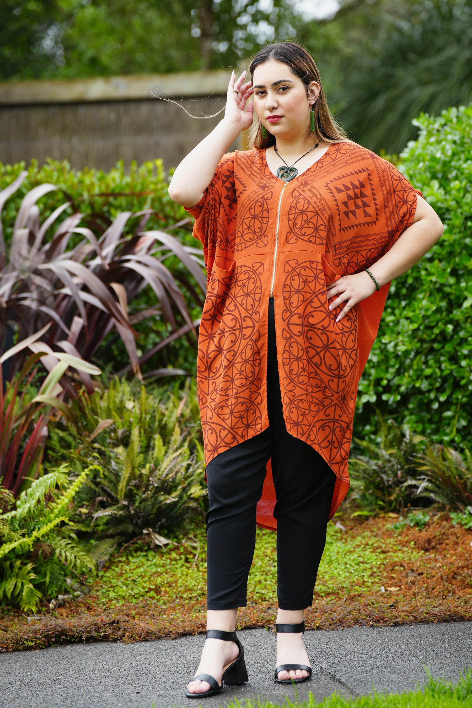 PUTIPUTI KAFTAN - TERRACOTTA – Hardout Kiwi Māori Fashion